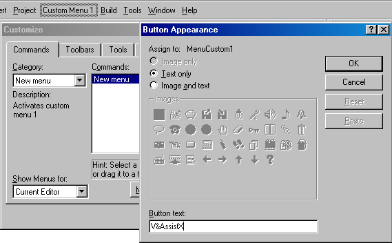 Add VAssistX to menubar of Visual C++ 6.0