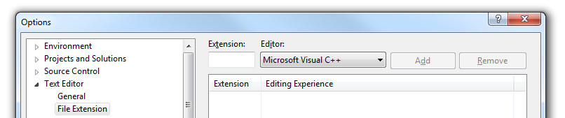 Allow C/C++ files with a non-standard extension