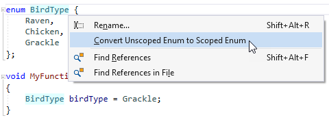 Convert Unscoped Enum to Scoped Enum
