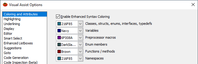 Enhanced Syntax Coloring