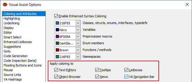Enhanced Syntax Coloring