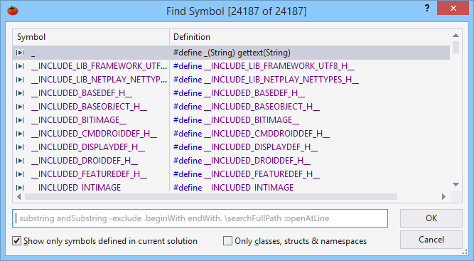Find Symbol in Solution