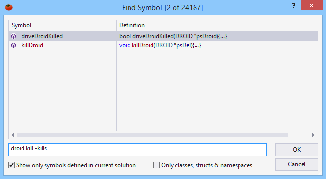 Find Symbol in Solution