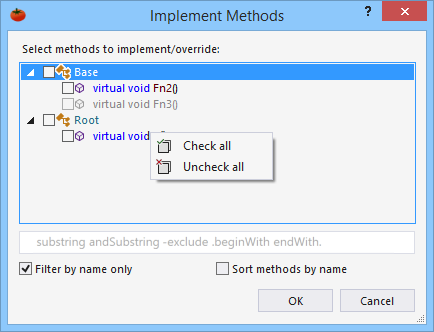Implement Interface / Virtual Methods