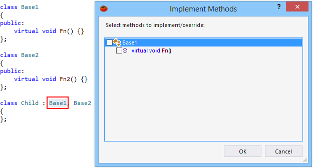 Implement Interface / Virtual Methods