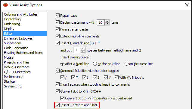 Insert _ After m and Shift