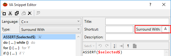VA Snippets for Surround With